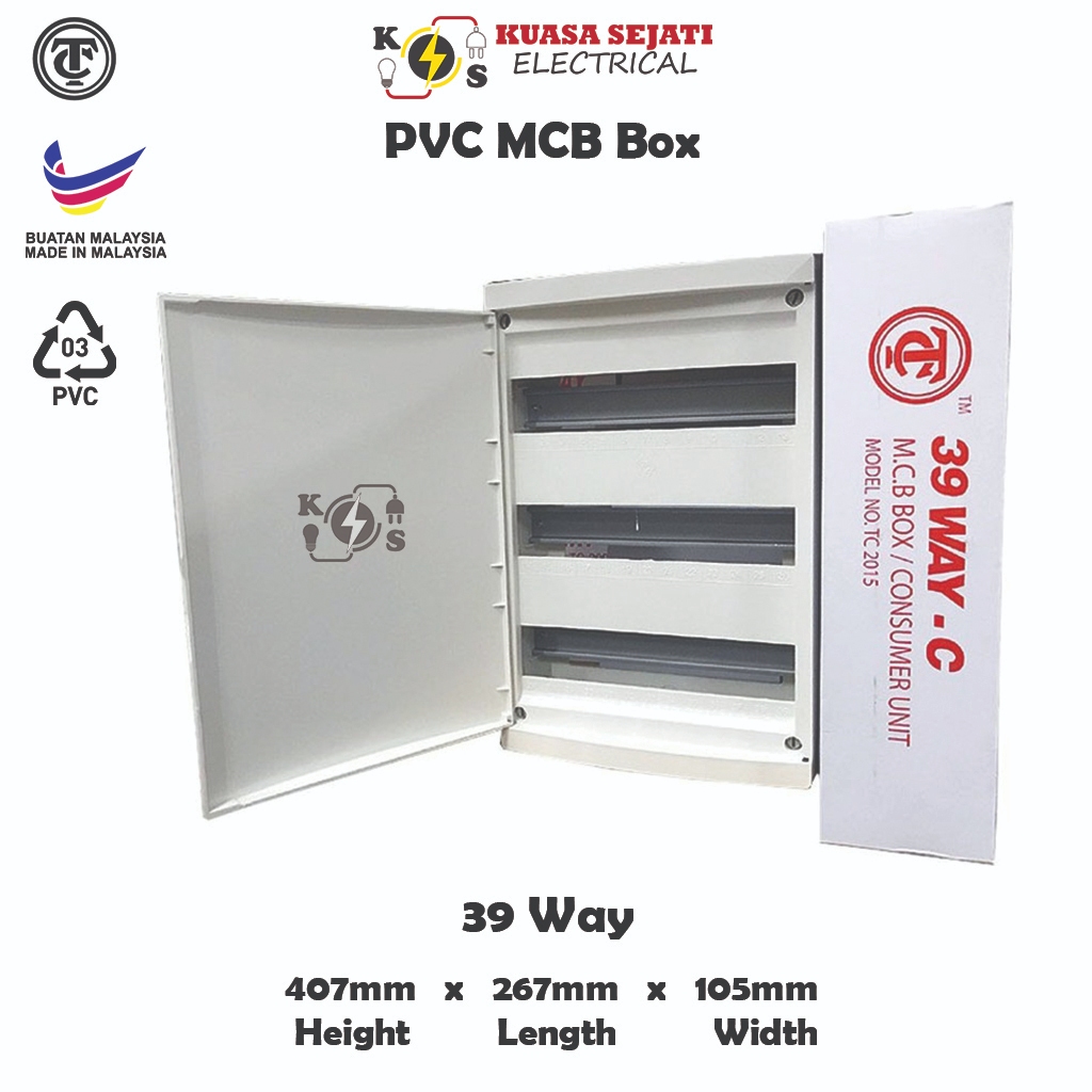 TC Surface PVC MCB DB BOX / 6 Way to 39 Way Consumer Unit / Consumer Box | Shopee Malaysia