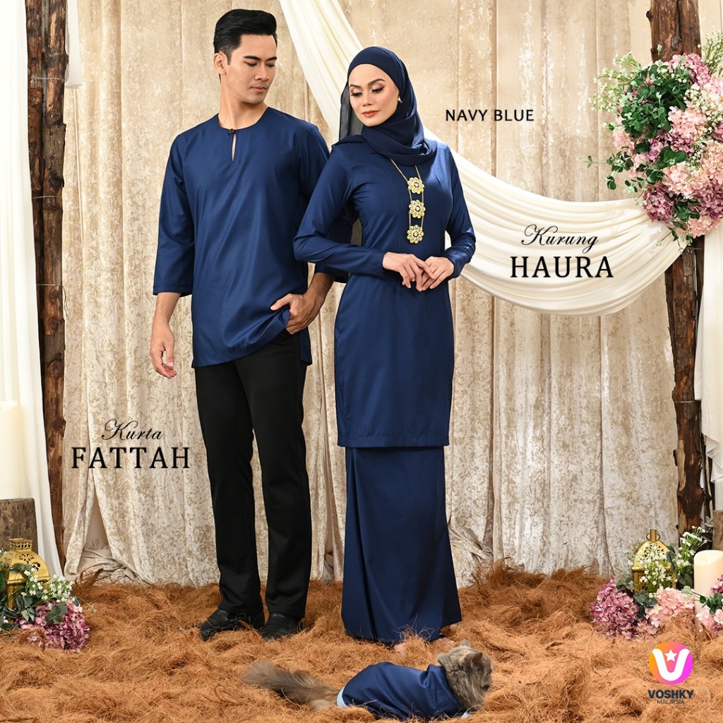Baju Raya 2024 Sedondon Kurta Fattah & Kurung Haura - Navy Blue ...