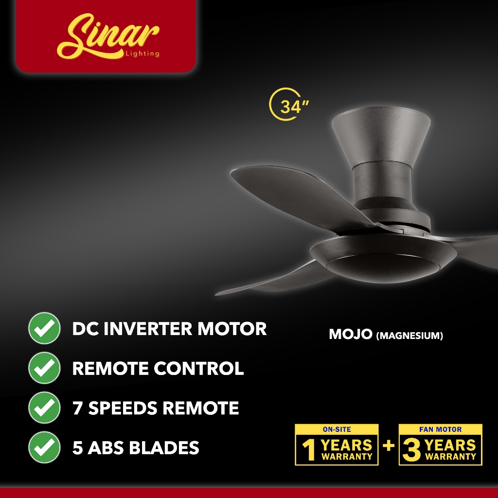 Deka Silenz MOJO DC Motor Remote Control 3 Blades Ceiling Fan / Kipas ...
