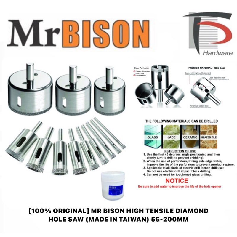 [100% ORIGINAL] MR BISON HIGH TENSILE DIAMOND HOLE SAW (MADE IN TAIWAN ...