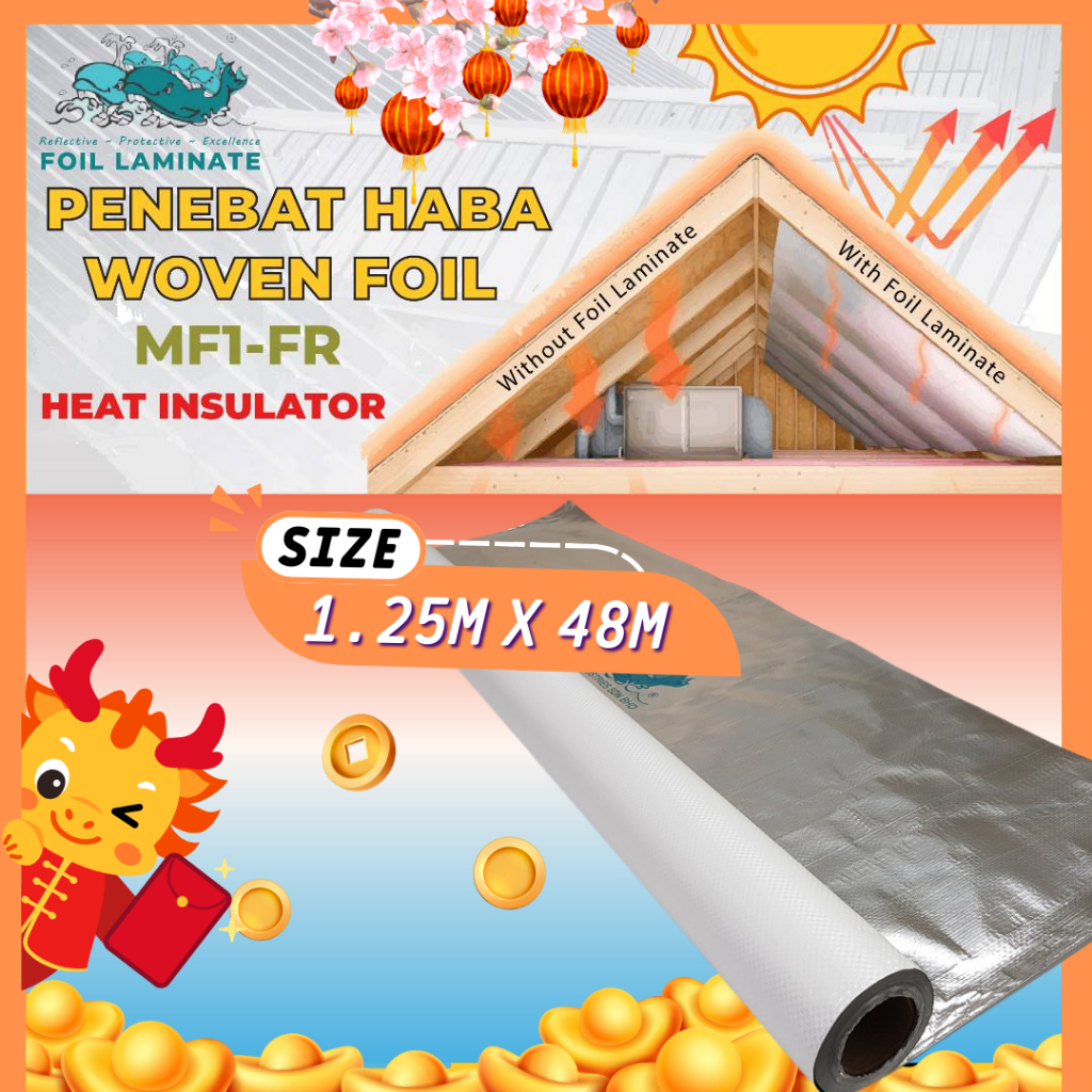 MF1-FR Aluminium Foil Woven Foil (48M-L) Penebat Haba Bumbung Rumah ...