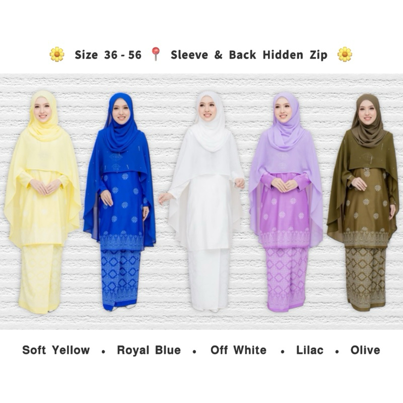 36 - 56 . Cape Kurung Songket Moden . Sakura Printed Kurung PlusSize ...