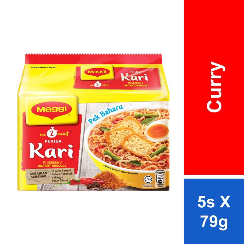 MAGGI Two Minute Curry (79g x 5 Packs / 5 +1 Packs) Maggi Kari | Shopee ...