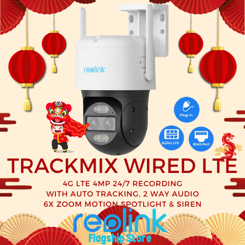 REOLINK TrackMix Wired LTE Security Camera, 4G LTE Camera, 4MP PTZ, 6X Hybrid Zoom with Auto ...