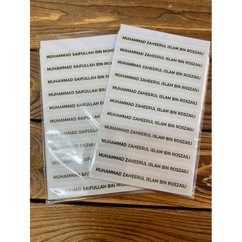 99 PCS STICKER NAMA MURID STICKER NAMA SEKOLAH WATERPROOF (TRANSPARENT ...
