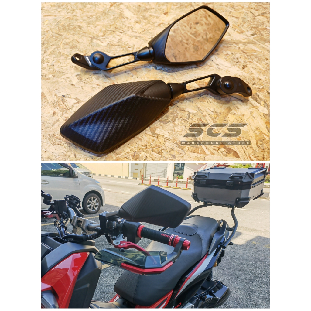 Side Mirror Carbon 1008 Yamaha Honda Cermin Motor Y15ZR LC135 NVX Y16ZR ...