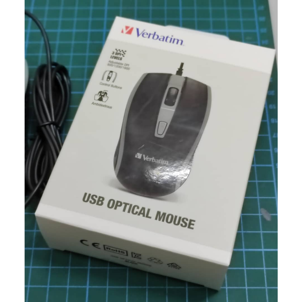 VERBATIM CORDED/WIRED USB OPTICAL MOUSE - BLACK | Shopee Malaysia
