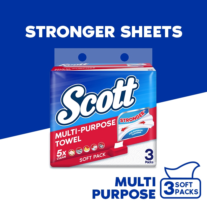 Scott Multipurpose Softpack Dry Kitchen Towel 85s x 3packs | Shopee ...