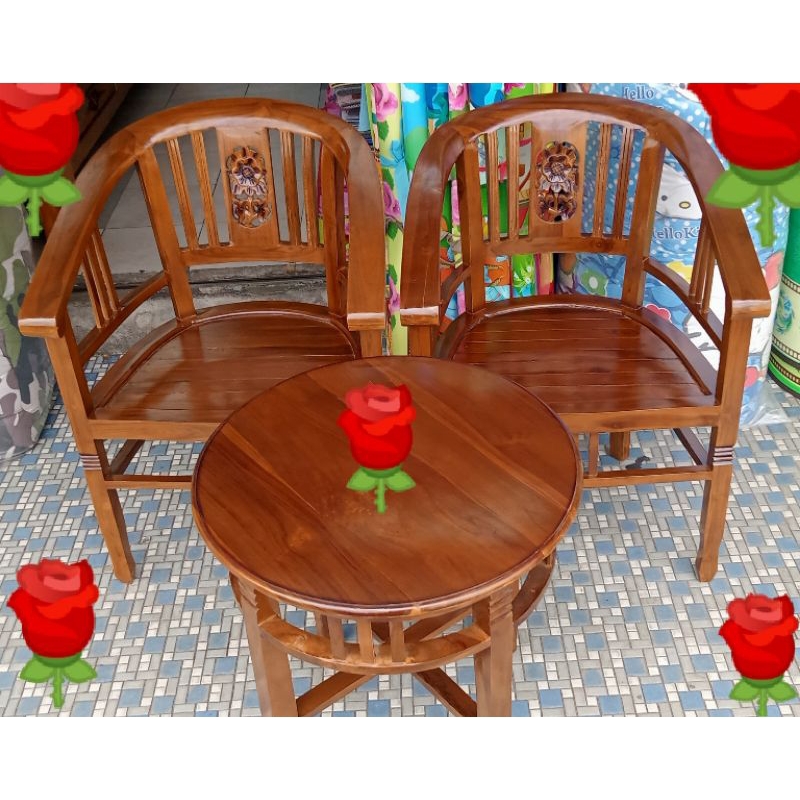 kerusi kayu jati Indonesia 1+1+meja | Shopee Malaysia