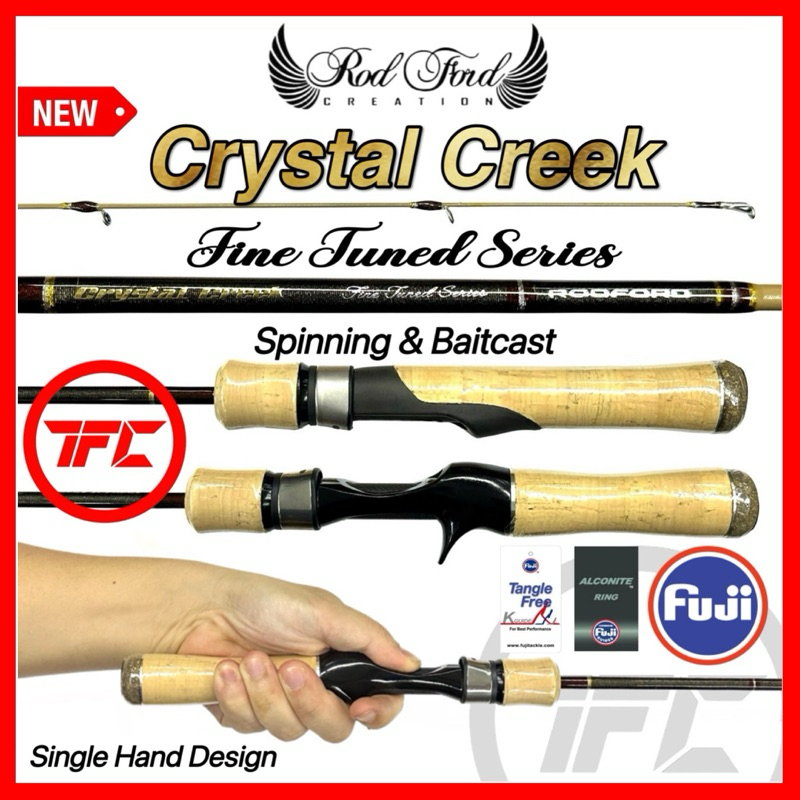 RODFORD CRYSTAL CREEK Single Hand Baitcast & Spinning Rod Solid Carbon ...