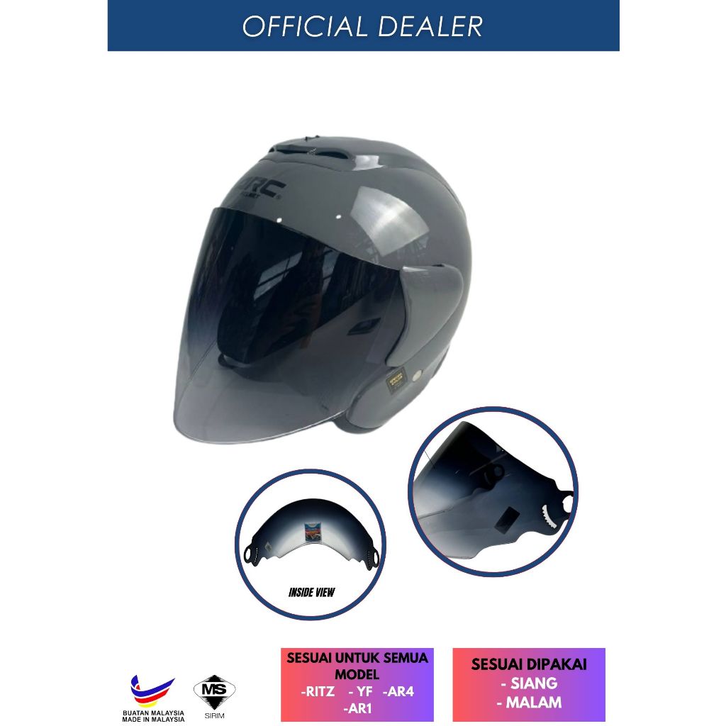 VISOR ARC RITZ BOGO 2 TONE DARK GREY - (VISOR ONLY) | Shopee Malaysia