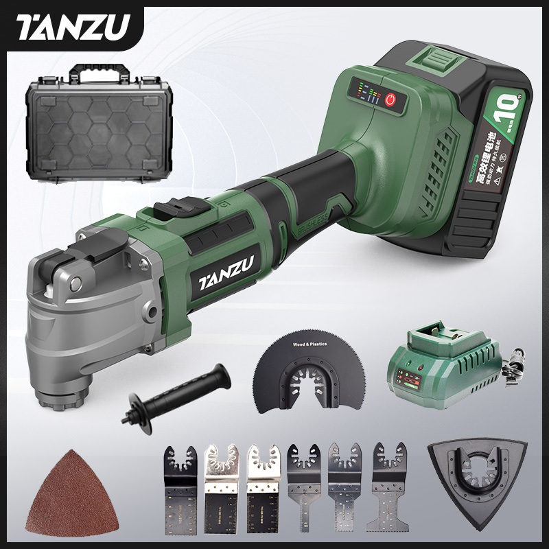 TANZU 21V Cordless Oscillating Tool Saw Cutter Oscillating Multi Tool with 4.5°for WoodWorking 6 ...