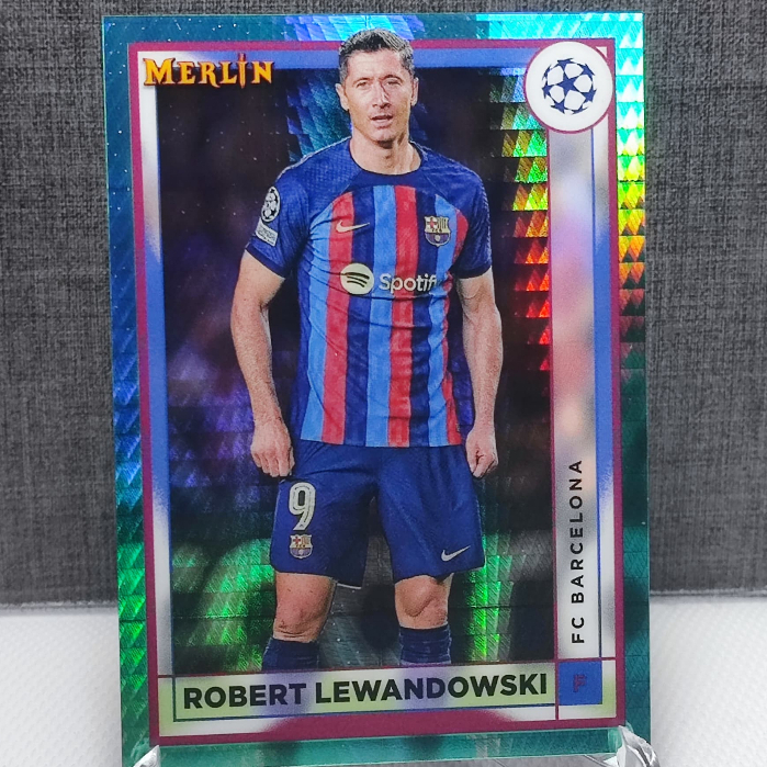 Robert Lewandowski Topps Merlin Blue Prizm Barcelona Football Card ...