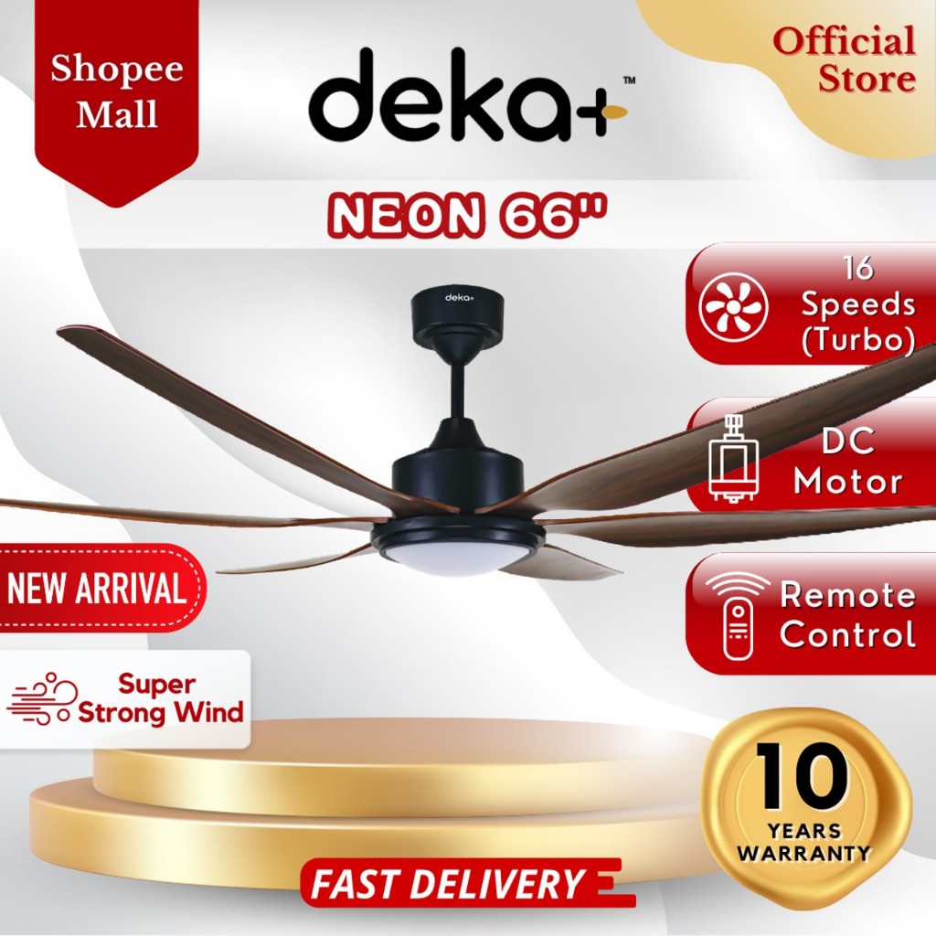DEKA+ NEON 66'' 6 Blades 16 Speeds + TURBO with Remote Control DC Motor ...