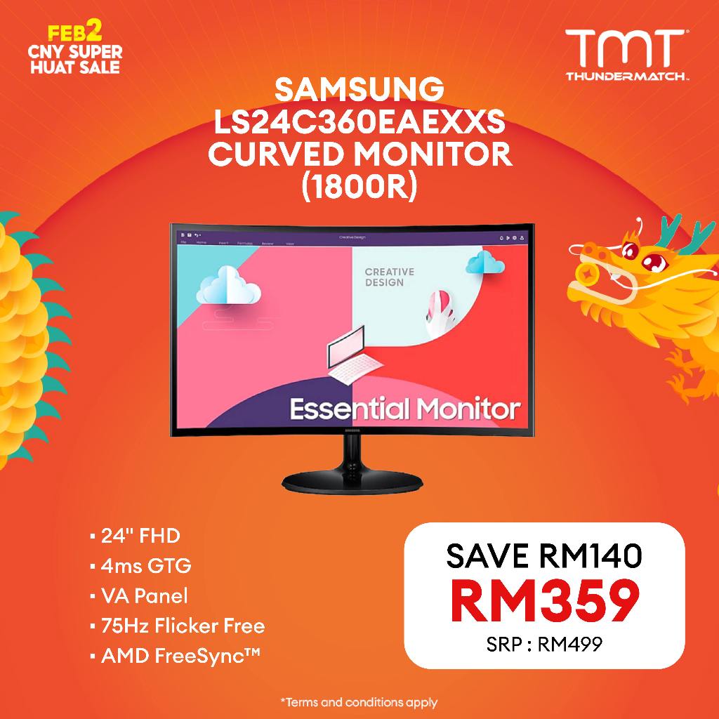 Samsung LS24C360EAEXXS 24" Curved Monitor (1800R) | 4ms GTG | FHD | VA ...