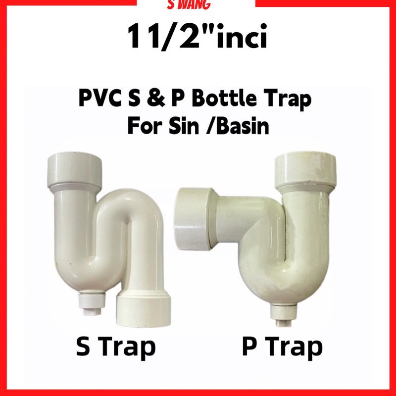 [READY STOCKS] UPVC P TRAP 1-1/2" / 40MM P TRAP / WASTE TRAP / BASIN ...