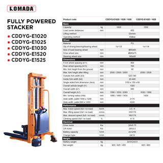 Komada Economic Pro Powered Stacker 1.5 Ton/ warehouse material ...