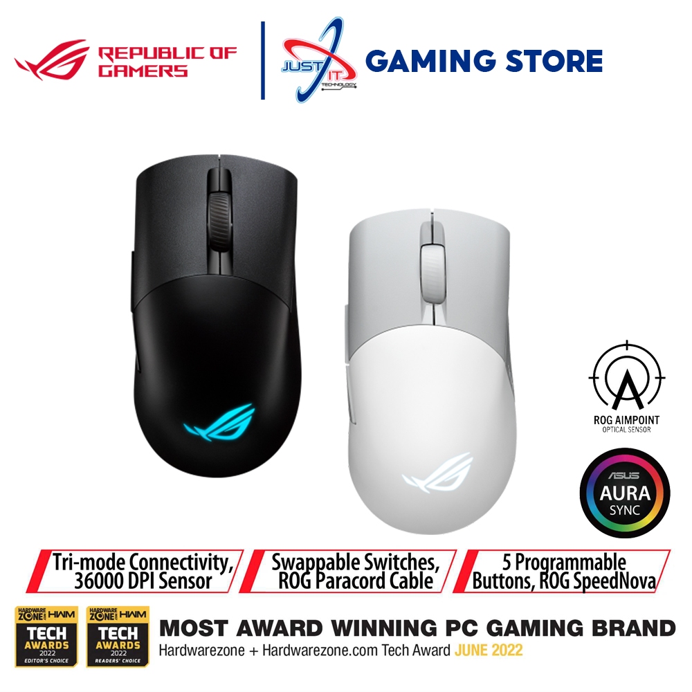 ASUS ROG KERIS WIRELESS AIMPOINT GAMING MOUSE (P709) - BLACK / WHITE ...