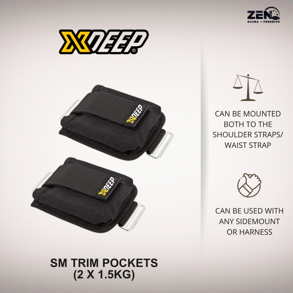 ZEN SCUBA XDEEP Scuba Diving Sidemount Trim Pockets Medium 2x1.5kg ...