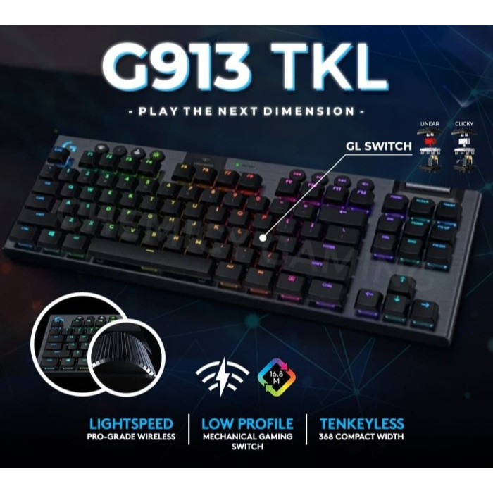 Logitech G913 Standard Lightspeed | TLK Lightspeed Wireless RGB ...