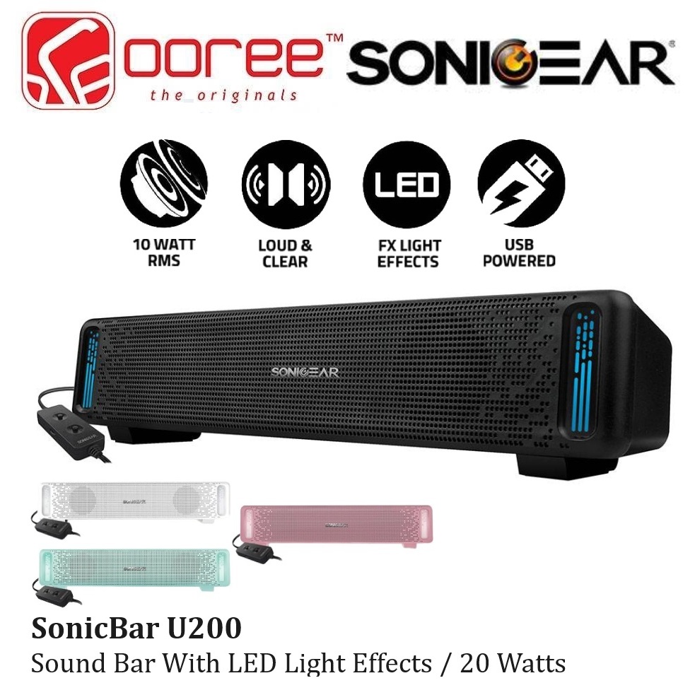 SONICGEAR SONICBAR U200 SOUND BAR SPEAKER LED LIGHT / 3.5MM AUDIO ...
