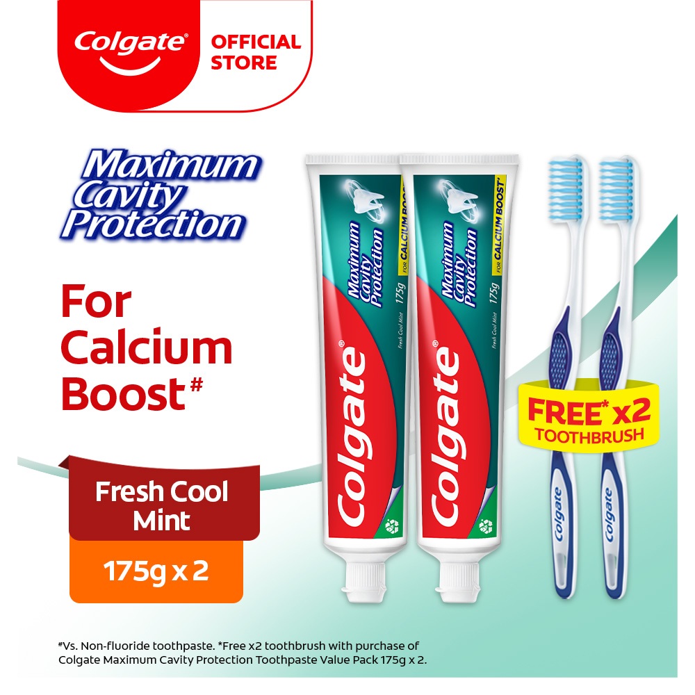 Colgate Maximum Cavity Protection 175gm Fresh Cool Mint Twin Free 2 ...