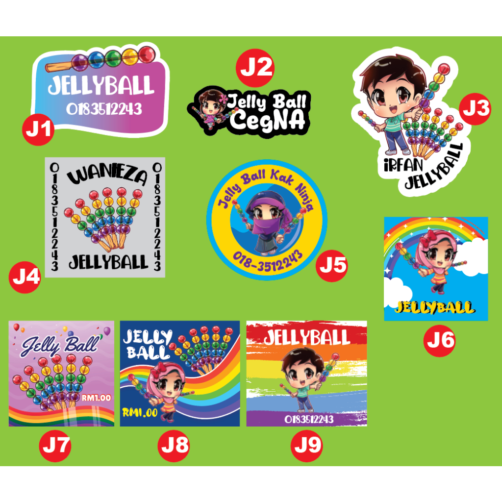 4cm ️ 50pcs~ STICKER / LABEL PRODUK JELLY BALL/jelly/rainbow jelly ...
