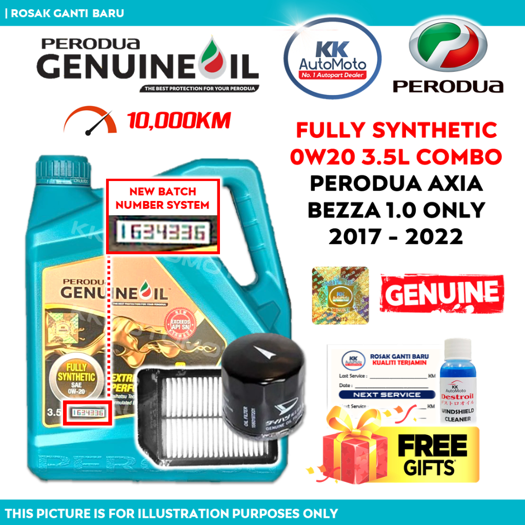 Perodua All Axia Bezza 1.0 2017 - 2022 Genuine 0W-20 0W20 Fully ...
