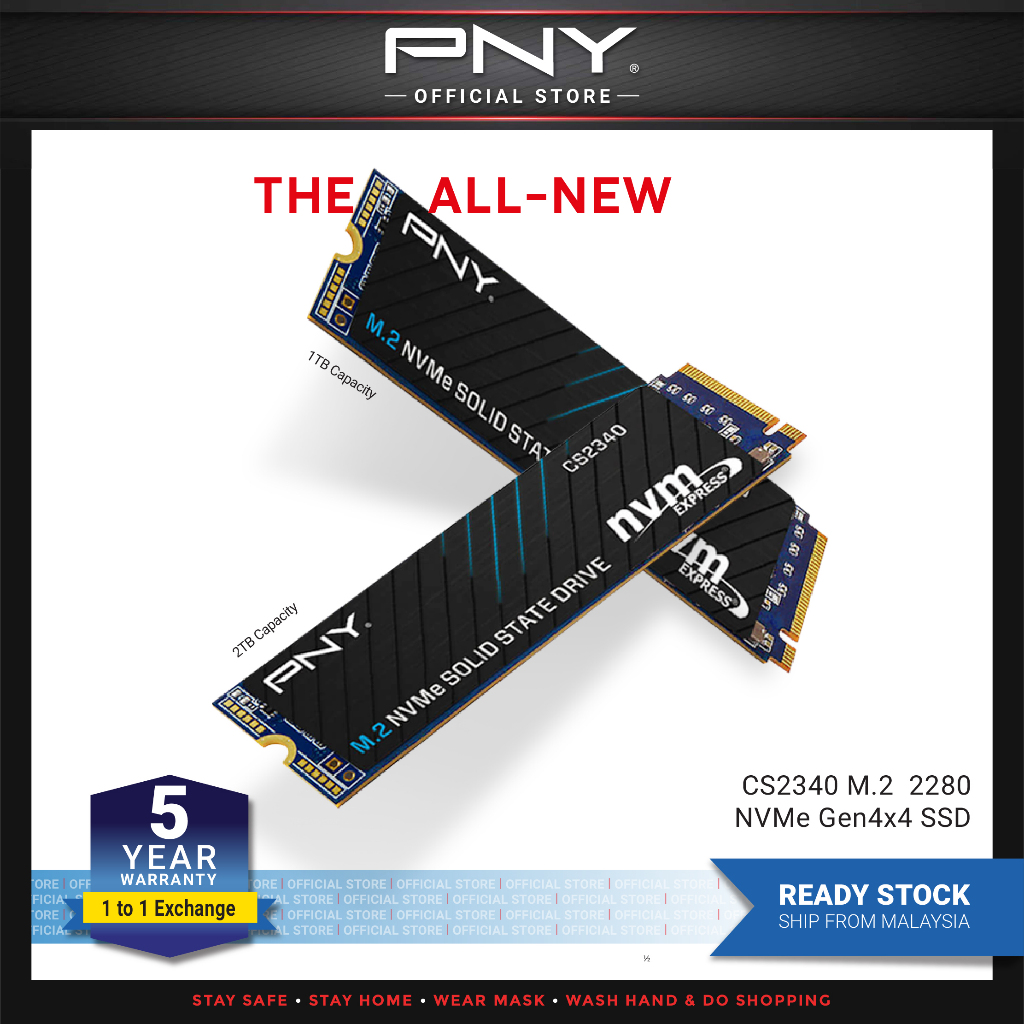 PNY CS2340 M.2 2280 NVMe PCIe Gen4x4 SSD | Shopee Malaysia