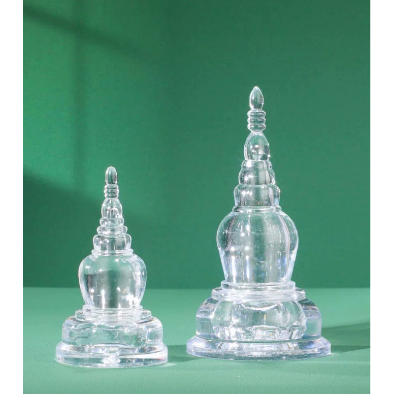 宝箧印塔 亚克力舍利塔 佛塔 经塔（透明8/11cm) Acrylic Crystal Stupa Tower Pagoda ...