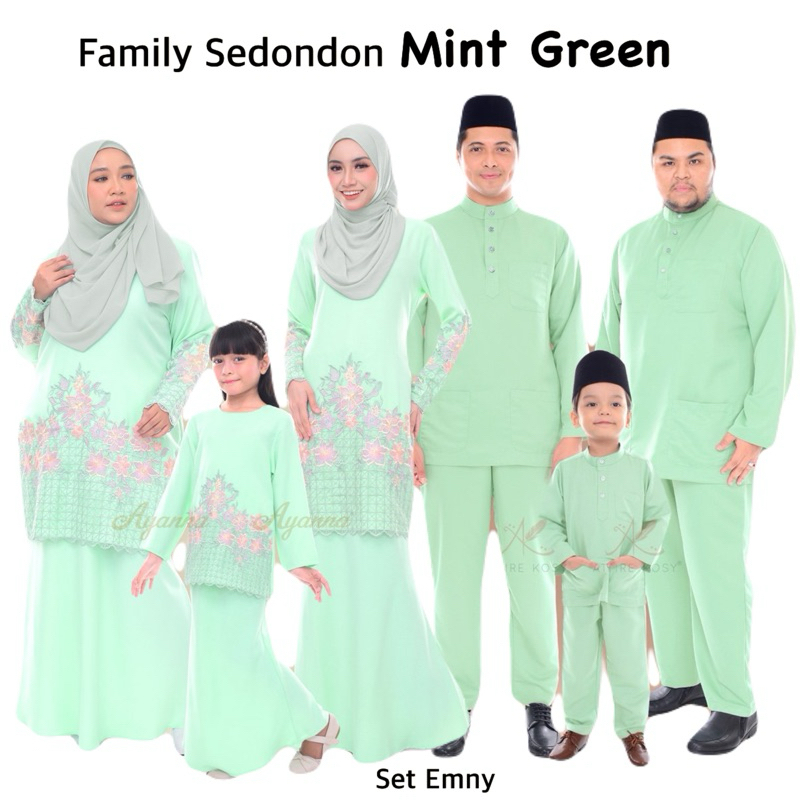 🔥(RAYA 2024) TEMA MINT GREEN | SEDONDON FAMILY PLUS SIZE KURTA BAJU ...