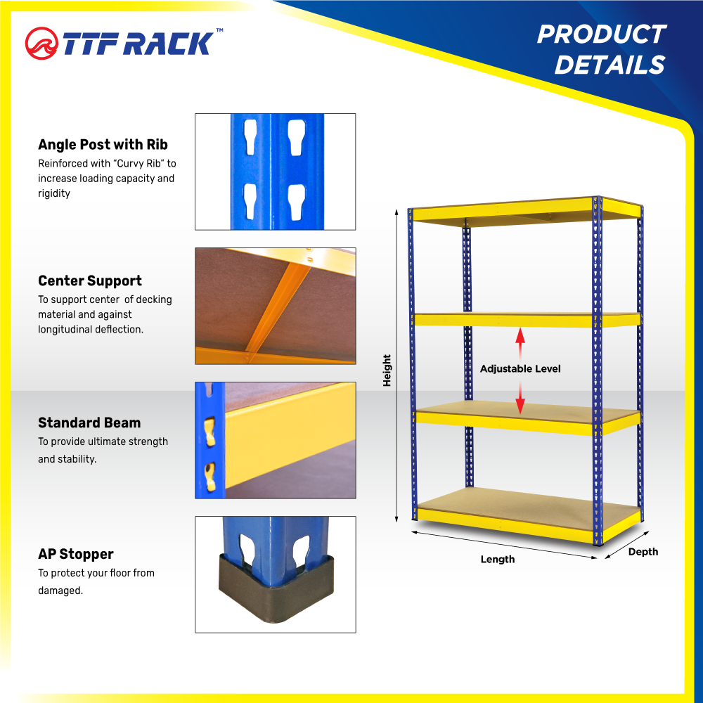 TTF Rack™ Boltless Rack 4 Level/ Heavy Duty Rack Rak Besi Bertingkat ...