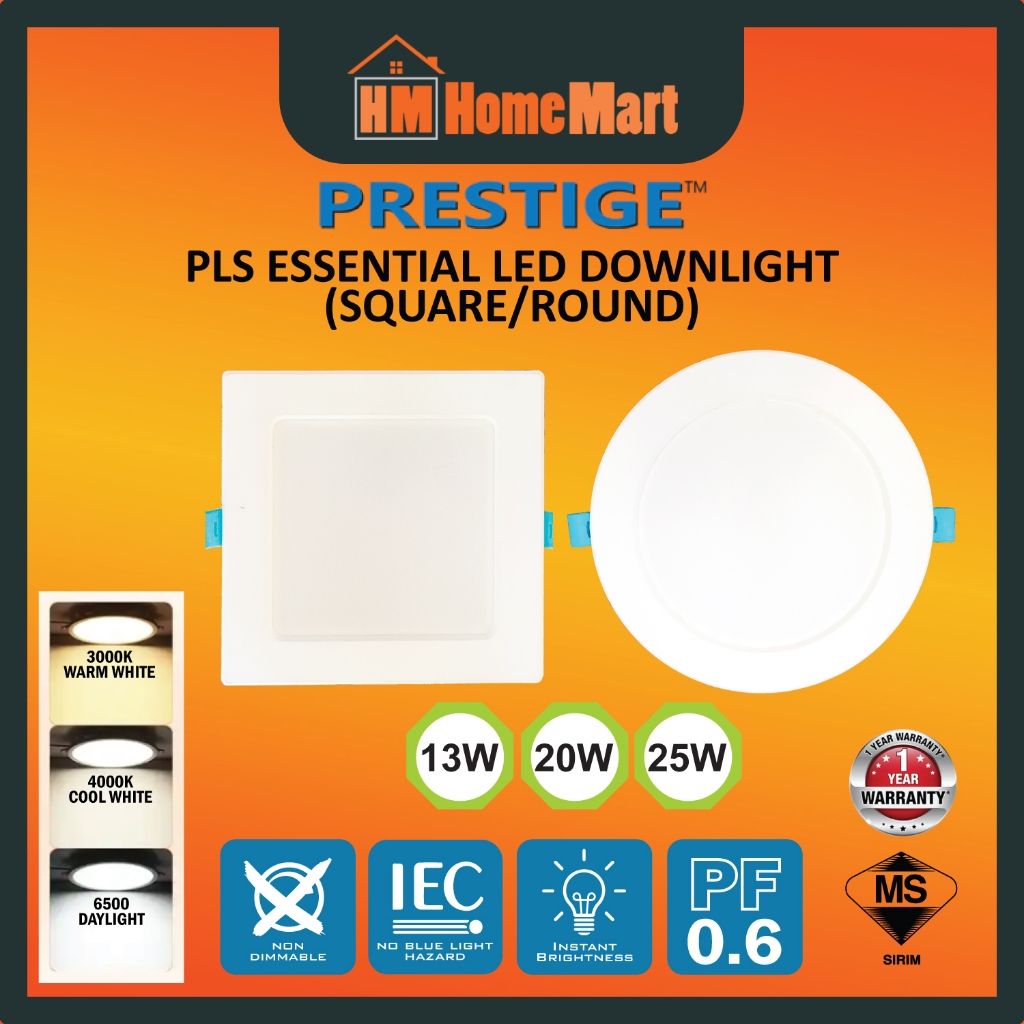 PRESTIGE PLS Essential Led Downlight 13W/20W/25W (3000K/4000K/6500K ...