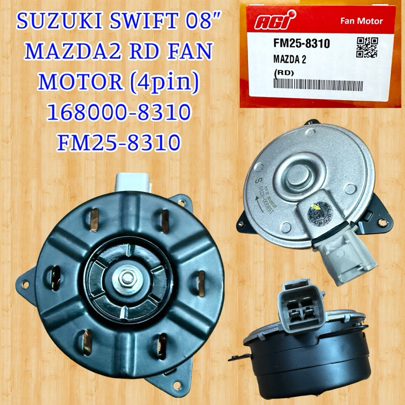 SUZUKI SWIFT MAZDA2 RADIATOR FAN MOTOR 4PIN NO WIRE ( 168000-8310 ...