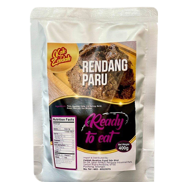 Kak Zaidah Rendang Paru Pelempung ready to eat RTE pek mini 180g buka ...