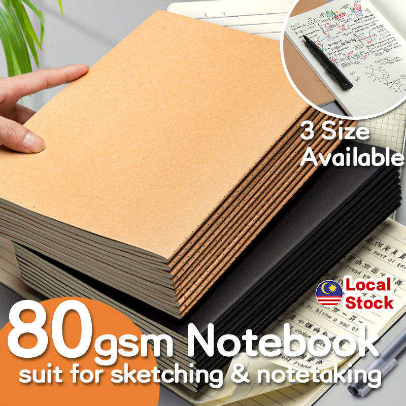 A6 A5 B5 Blank Grid Lined Paper Notebook 80gsm 36pages Thread Bound ...