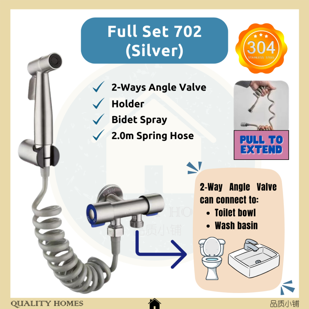 Quality Homes 304 Stainless Steel Two Way Bidet Spray Set with Bidet ...