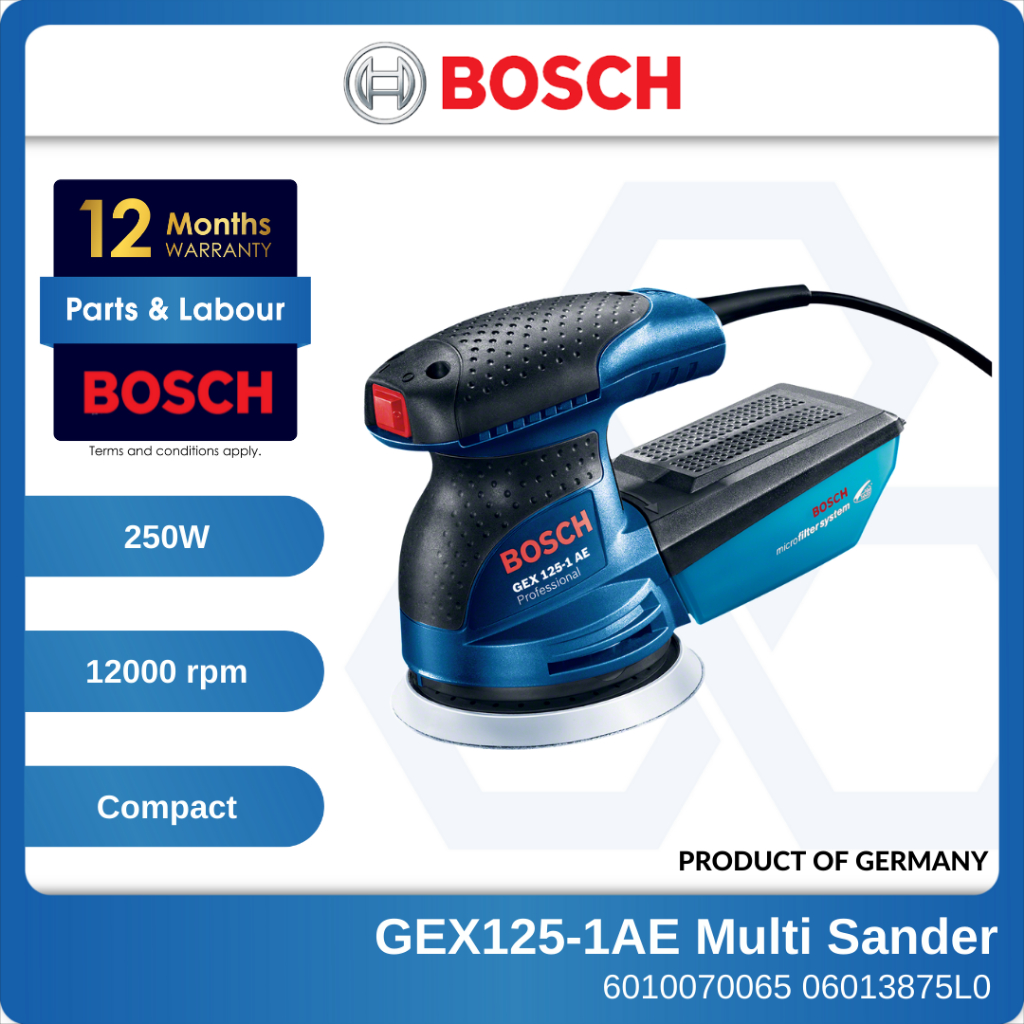 BOSCH GEX 125-1AE Professional Multi Random Orbital Sander 250w Bosch Orbital Sander Machine ...