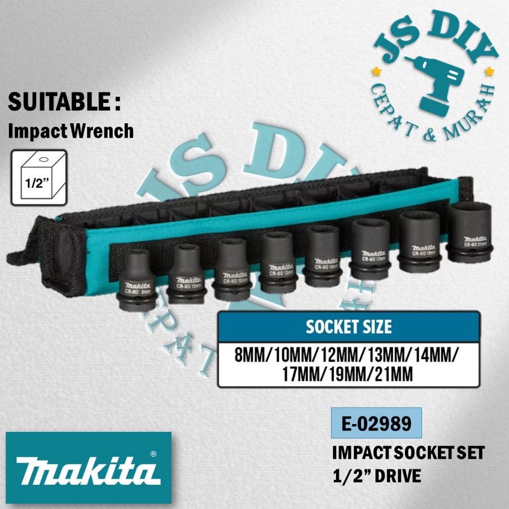 MAKITA E-02989 Impact Socket Set 1/2" Drive | Shopee Malaysia