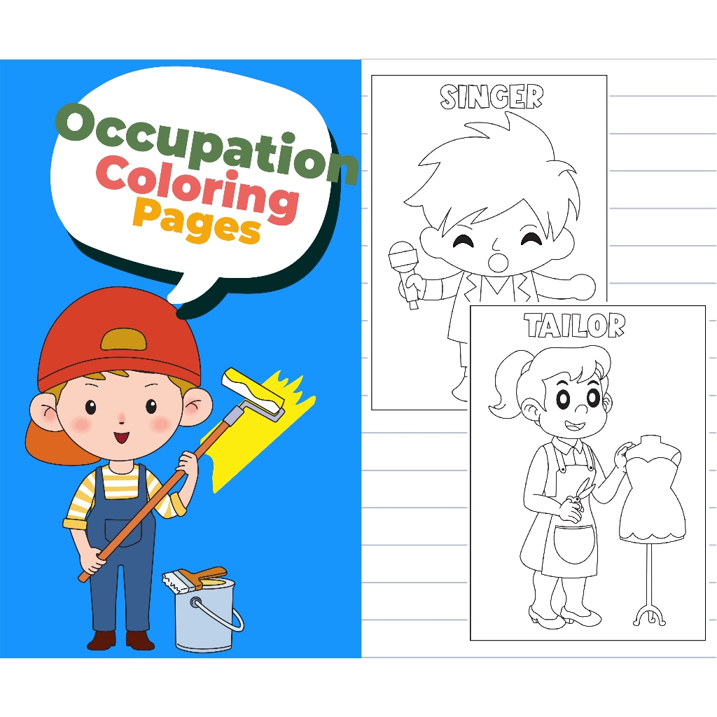 (PDF) Printable Coloring Book for Kids-Occupation (Bahasa English ...