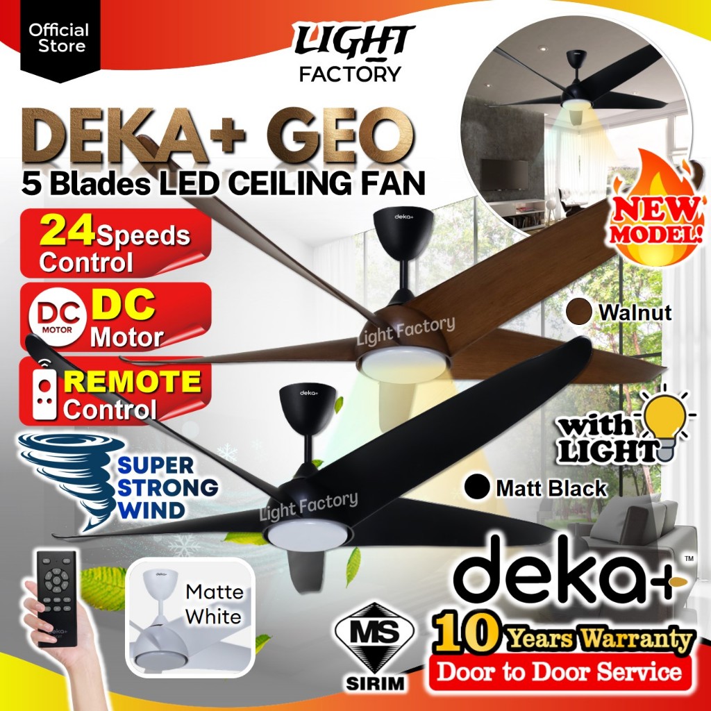 🔥NEW🔥DEKA+ GEO 60'' 5 Blades DC Motor Ceiling Fan 24 Speeds + Reverse ...