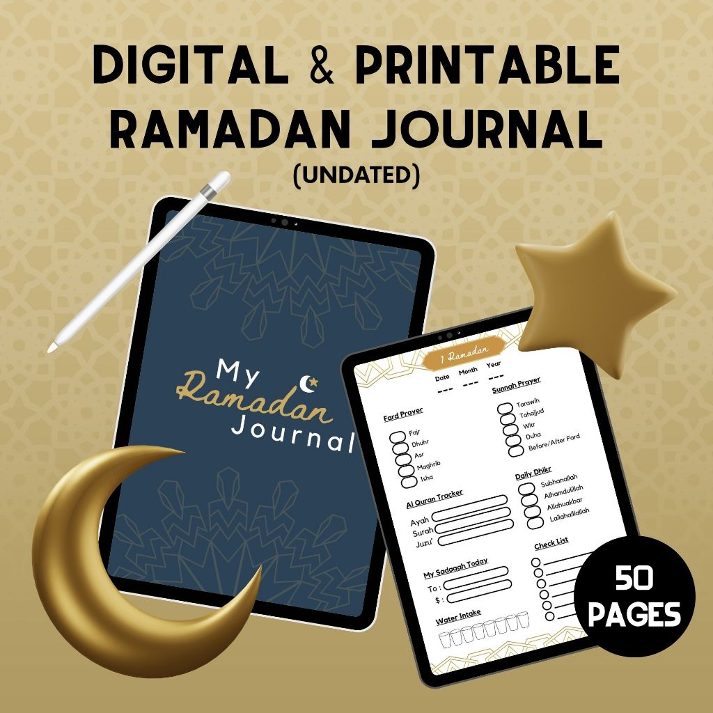 Ramadan Digital and Printable Journal - Undated | Printable Fasting Planner | Digital Journal ...