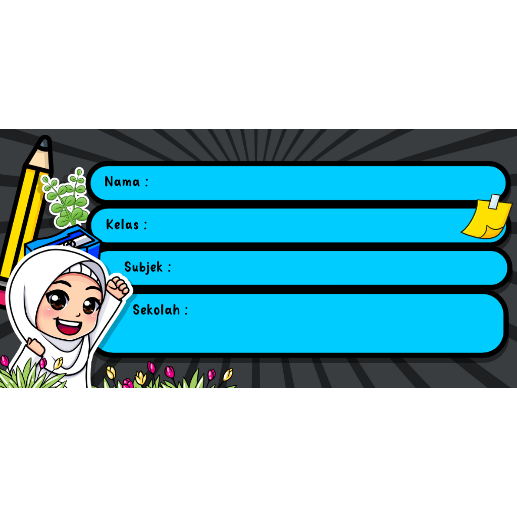 Sticker Buku Latihan Cute Design Pelekat Nama Buku Nota Sticker Nama Sekolah Subjek Kelas 