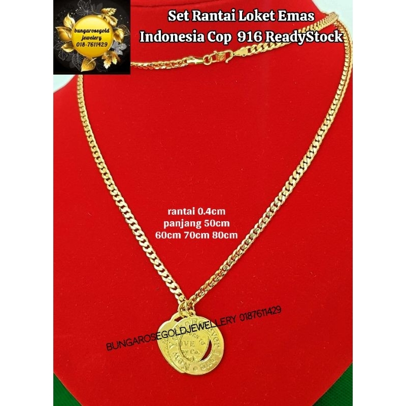🔥Set Rantai Loket Emas Indon Cop 916 ReadyStock🔥💯persis ori💯 | Shopee ...
