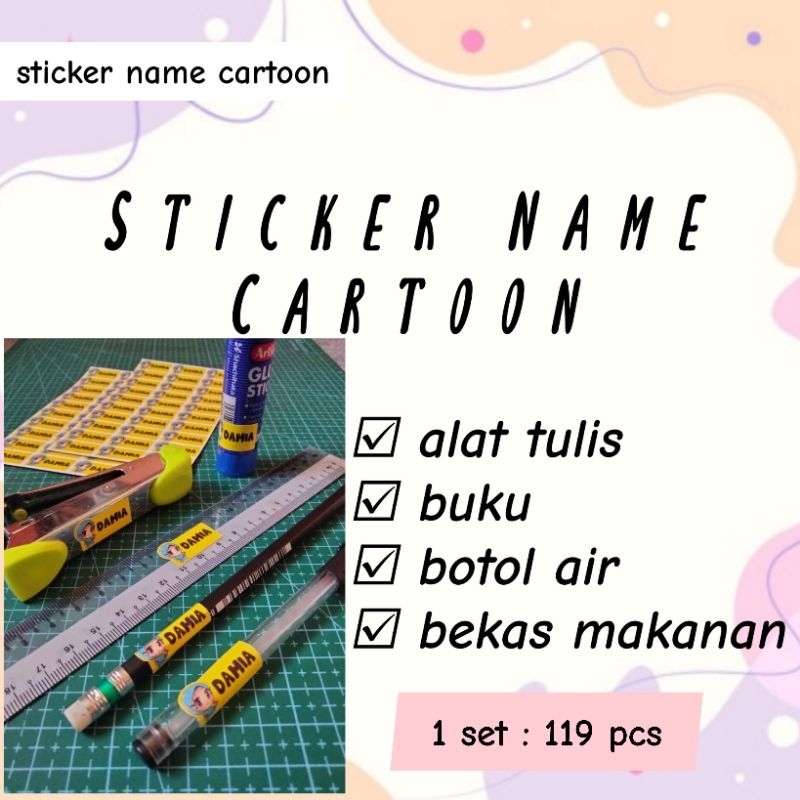 Sticker Nama Kartun Sticker Label Alat Tulis Buku Botol Air | Shopee ...