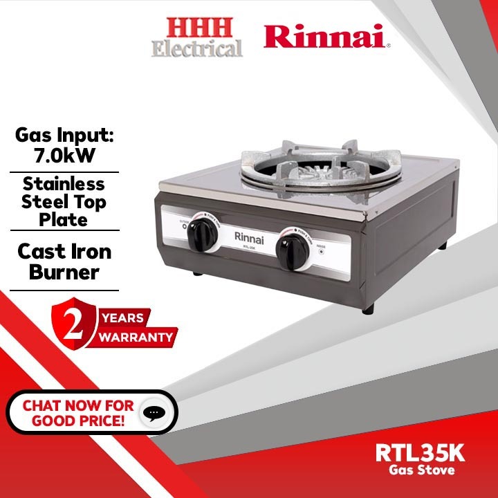 Rinnai RTL35K Gas Stove RTL35K-GG Semi-Commercial Table Top Stove Dapur ...
