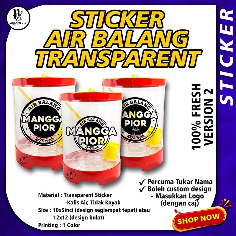 Sticker Air Balang Transparent Gam Kuat, Kalis Air & Tahan Lasak Design ...