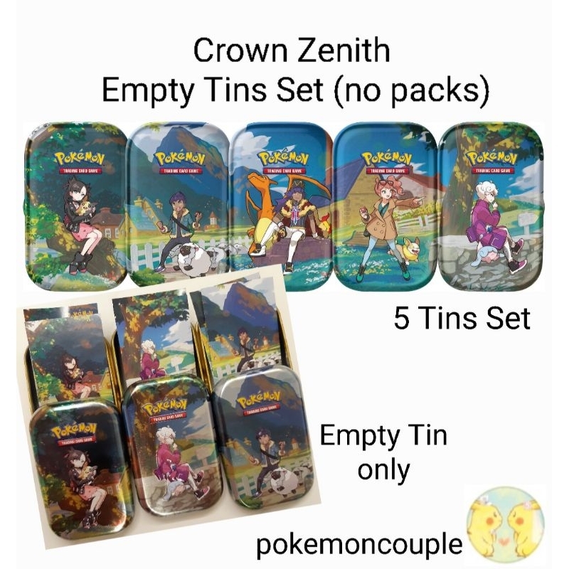 Pokemon Card TCG : Crown Zenith Empty Tins Set- 5 empty tins 100% ...