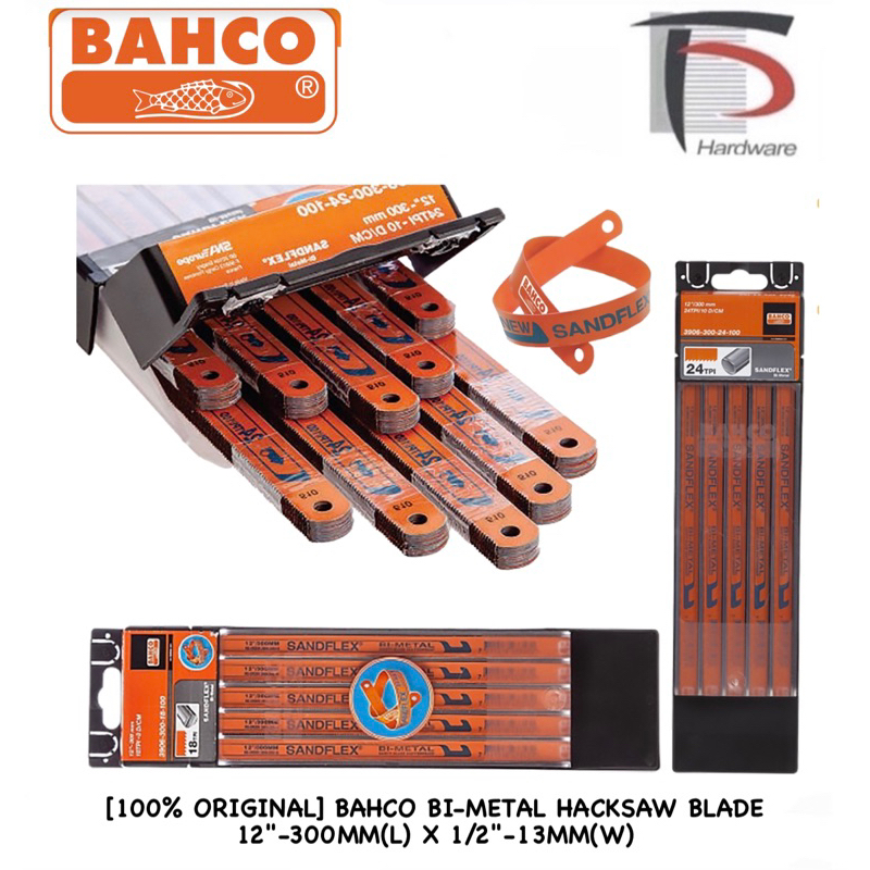 [100% ORIGINAL] BAHCO BI-METAL HACKSAW BLADE 12"-300MM(L) X 1/2"-13MM(W ...