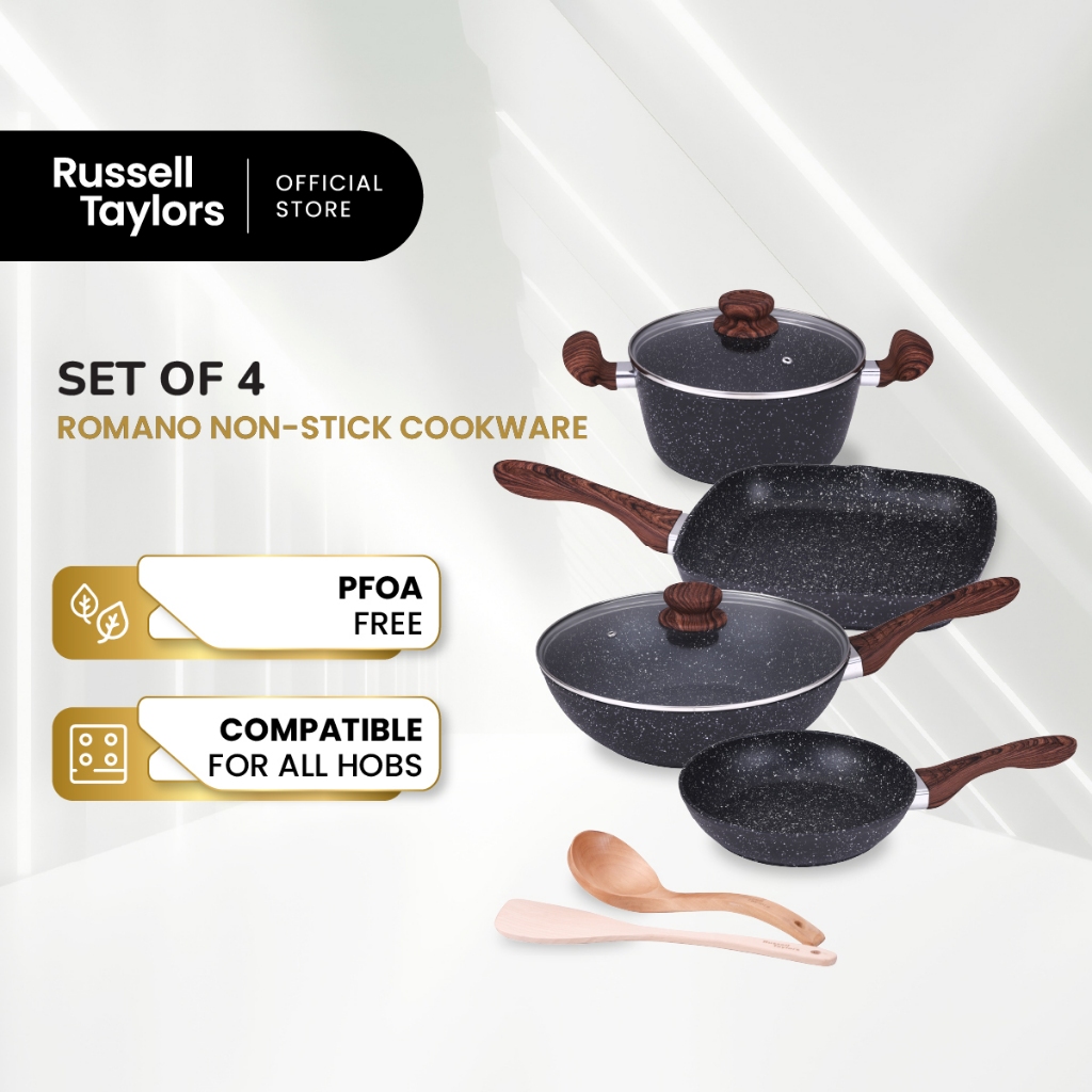 Russell Taylors Romano Cookware 4 Piece Pots & Pans Set CWS-7 | Shopee ...